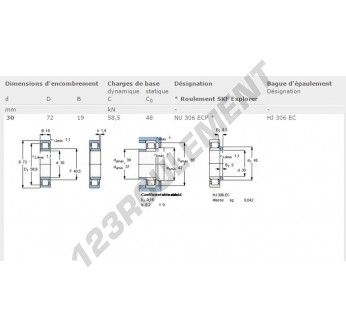 Roller bearing nu306-ecp-skf - 30x72x19 mm | 123bearing